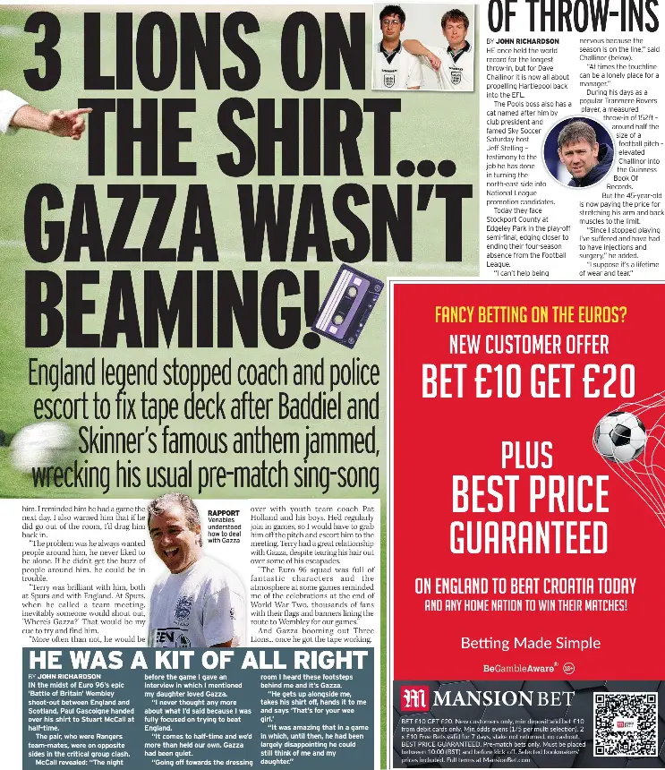 HITTING A HIGH NOTE 3 LIONS ON THE SHIRT... GAZZA WASN’T BEAMING! - PressReader