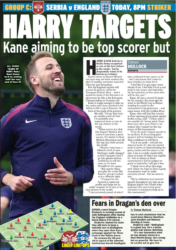 HARRY TARGETS Kane aiming to be top scorer but - PressReader