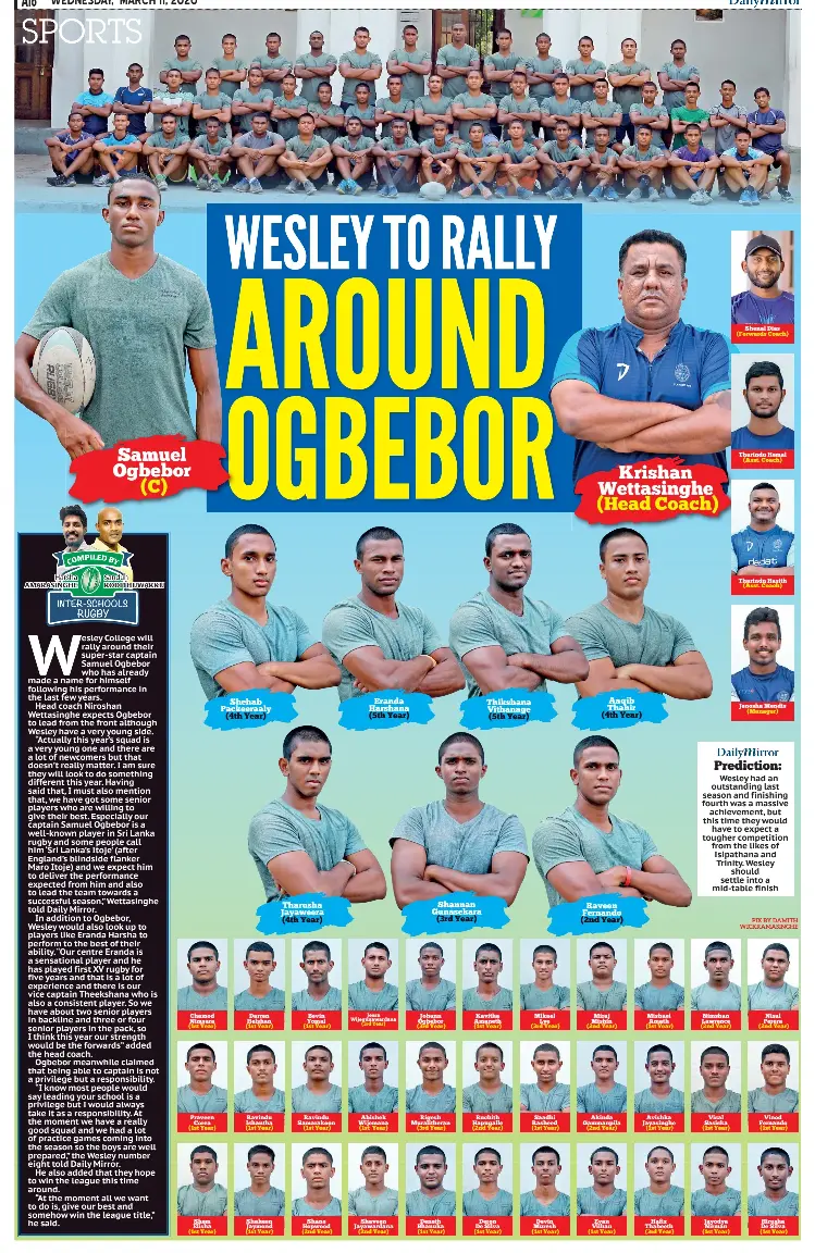 WESLEY TO RALLY AROUND OGBEBOR - PressReader