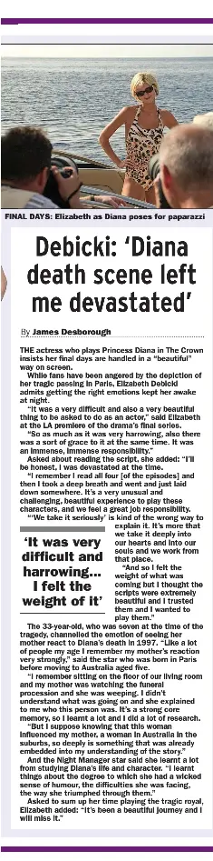 Debicki: ‘Diana death scene left me devastated’ - PressReader