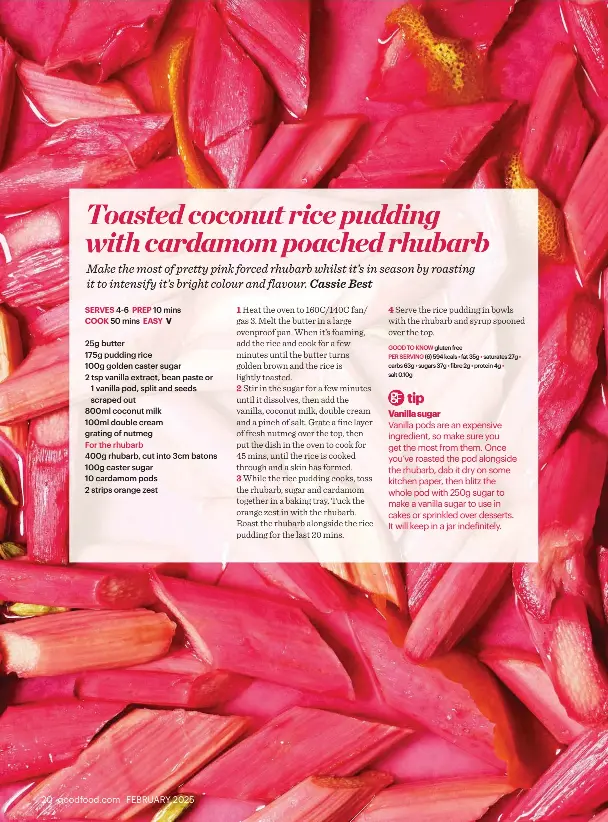 Toasted coconut rice pudding with cardamom poached rhubarb - PressReader