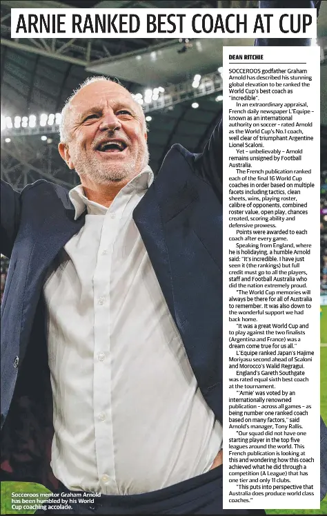 ARNIE RANKED BEST COACH AT CUP - PressReader