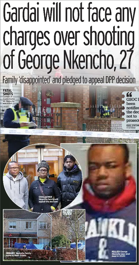 Gardai will not face any charges over shooting of George Nkencho, 27 ...