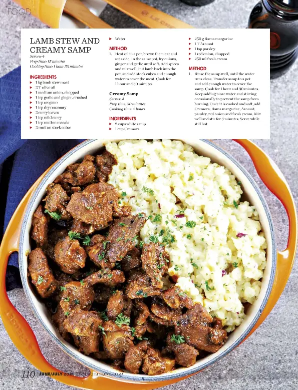 LAMB STEW AND CREAMY SAMP - PressReader