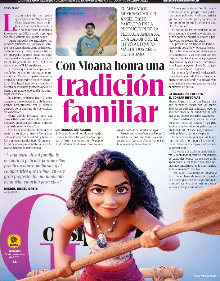 Con Moana honra una tradición familiar - PressReader
