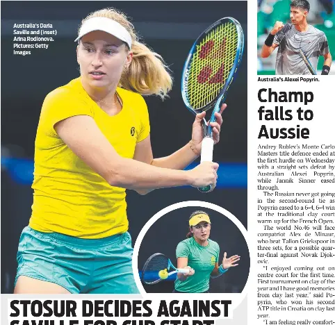STOSUR DECIDES AGAINST SAVILLE FOR CUP START - PressReader