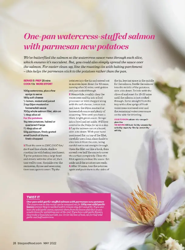 One-pan watercress-stu ed salmon with parmesan new potatoes - PressReader