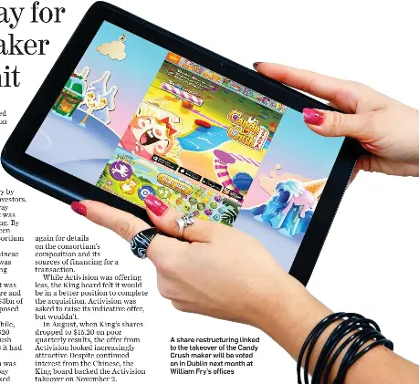 Chinese made play for Ireland-based maker of Candy Crush hit - PressReader