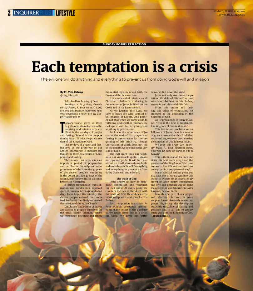 Each temptation is a crisis - PressReader