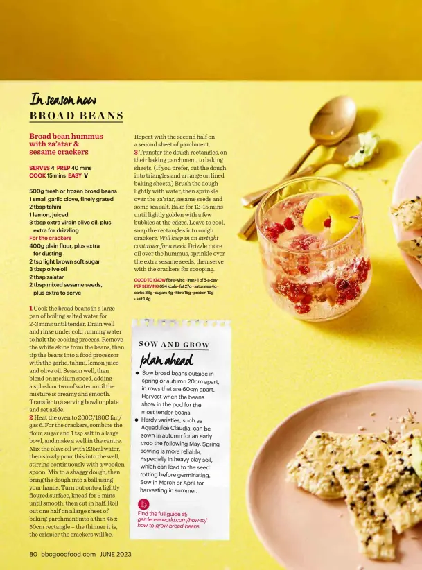 Broad bean hummus with za’atar & sesame crackers - PressReader